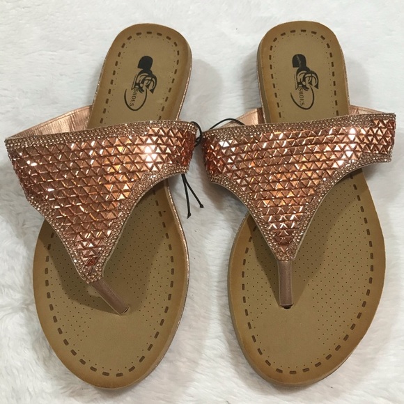 CG Shoes | Shoes | New Cg Shoes Rose Gold Sandals Flip Flops Sparkle ...